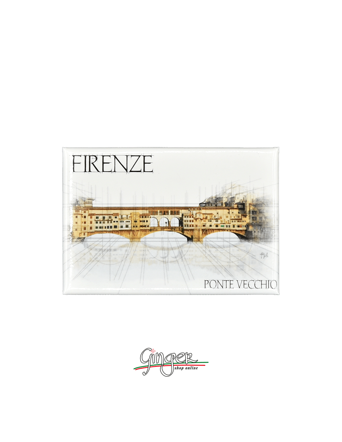 Calamita con monumenti e disegni di Firenze: il Giglio simbolo di Firenze